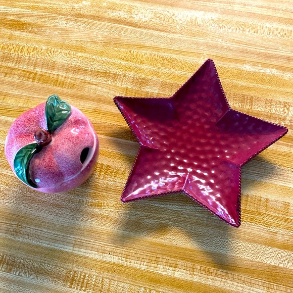 Accents | Ceramic Apple With Removable Lid And A Red Medal Star Platter ...